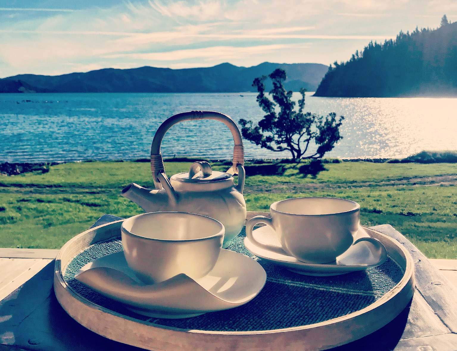 Tea on the Deck | kokowhaibayglamping.co.nz